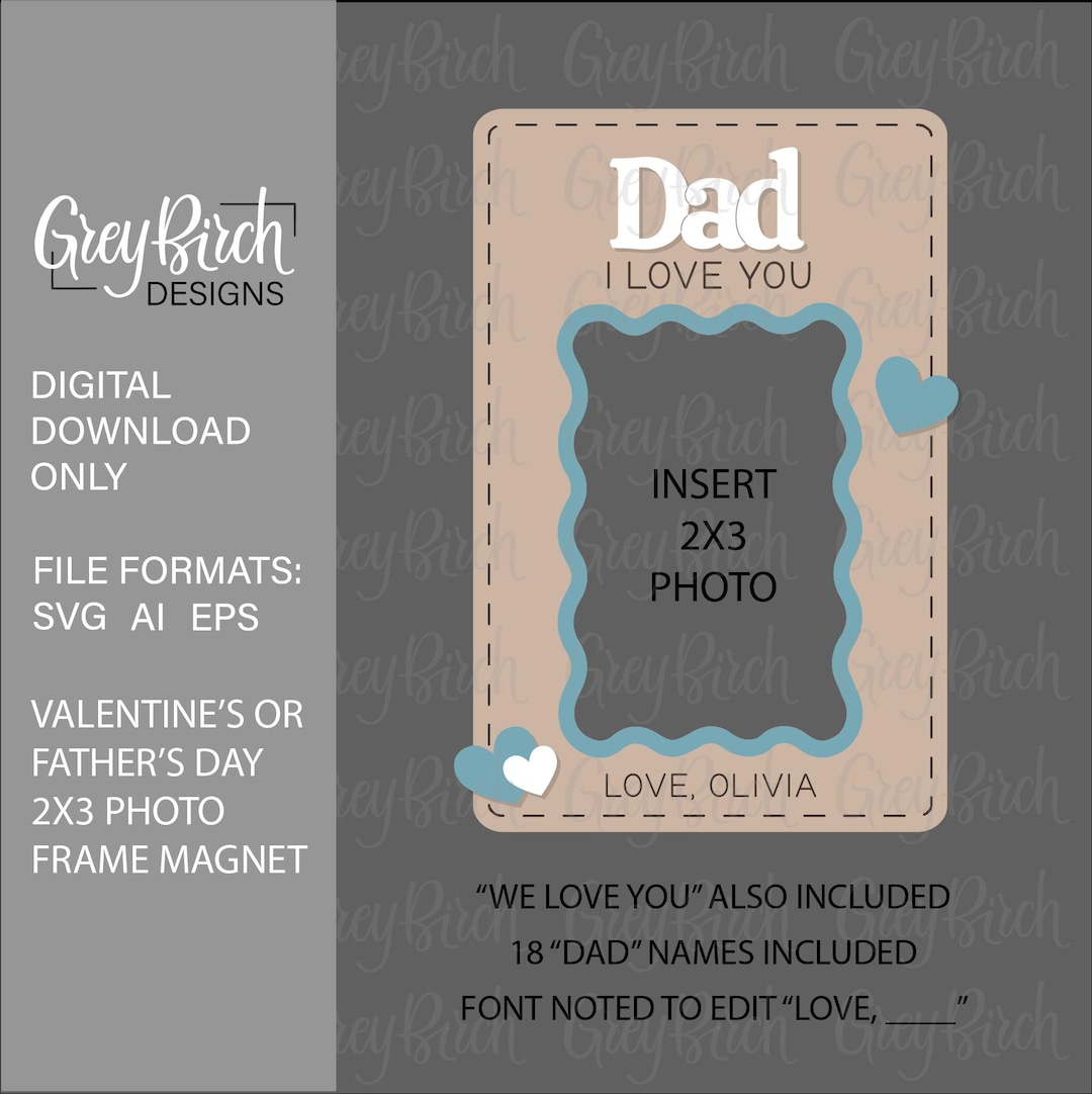 2x3 Photo Frame Laser File SVG | Dad or Grandparent Fridge Photo Magnet ...