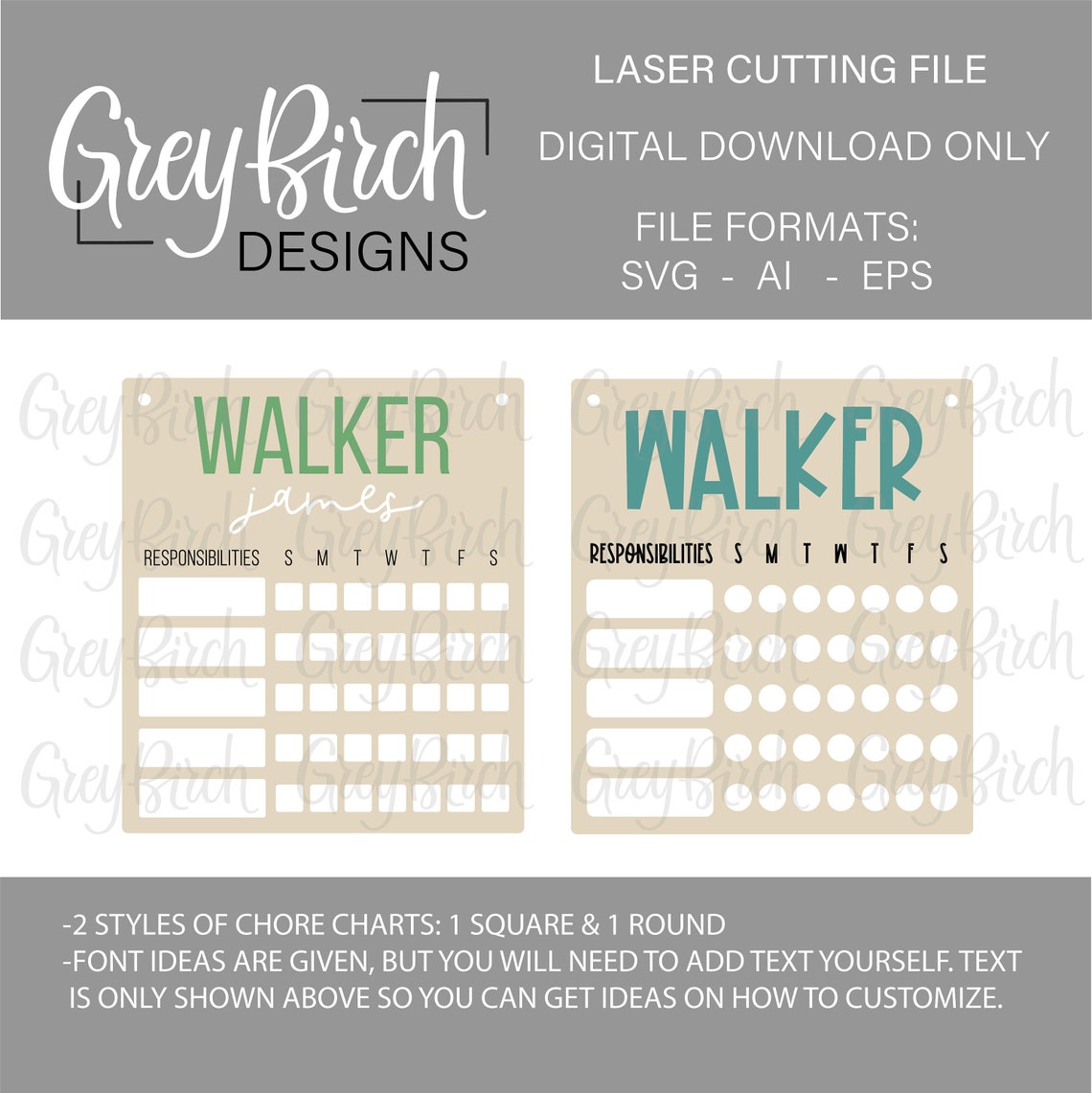 Chore Chart Laser File | Responsibility Chart | Laser Ready Files | Dry ...