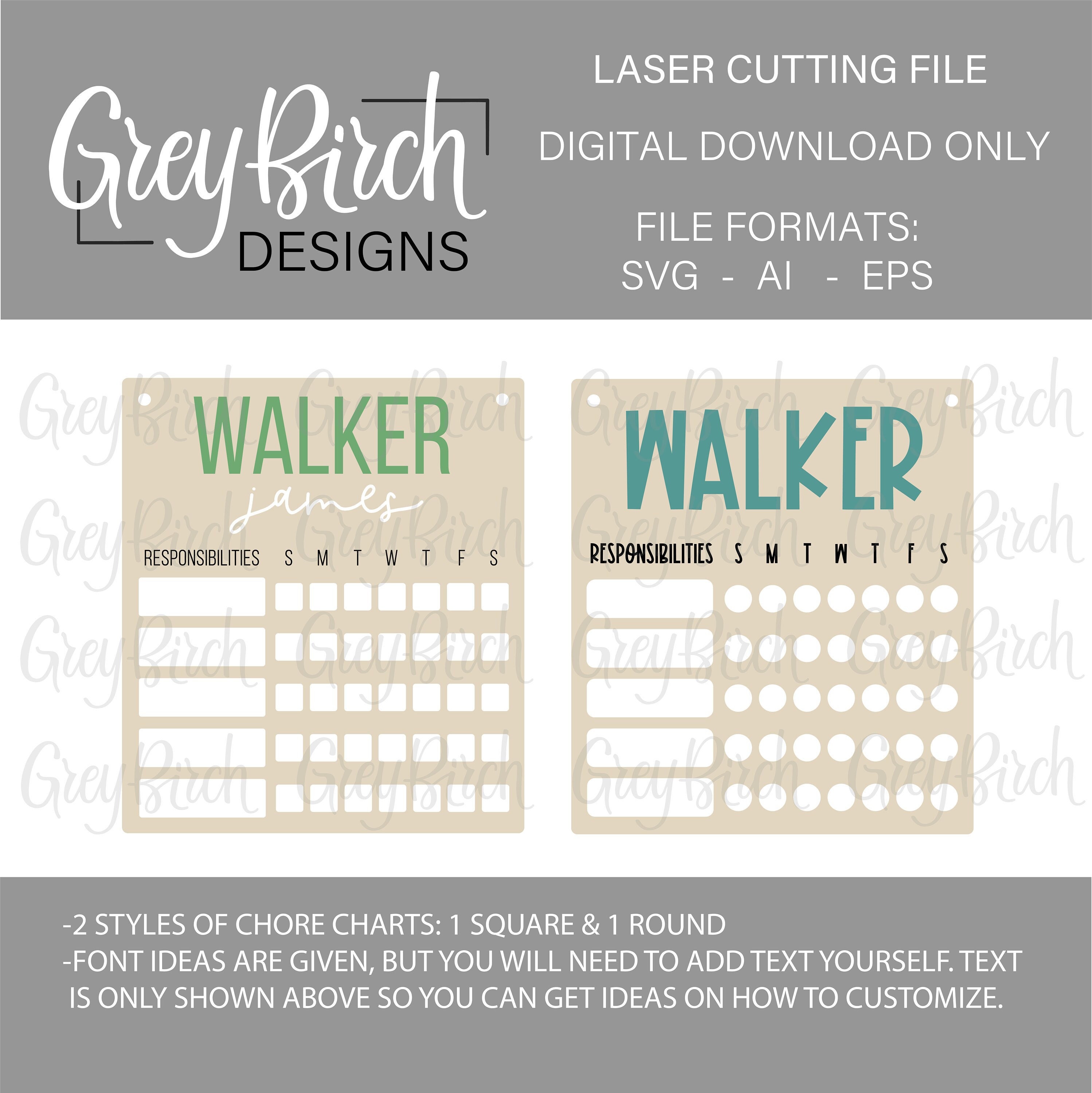 Chore Chart Base Svg Responsibility Chart Laser Files Glowforge Files ...