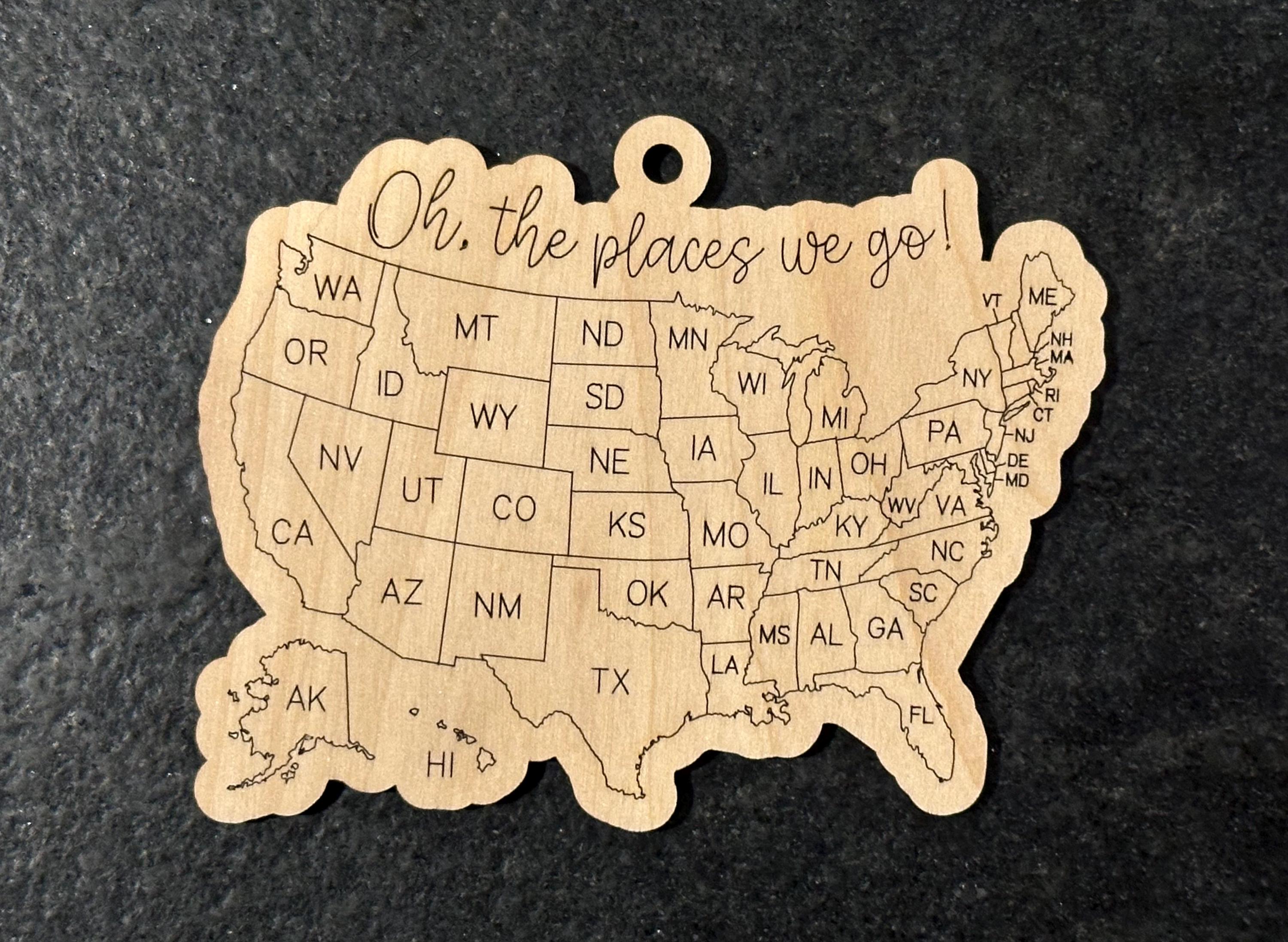 Scored US Travel Map Ornament SVG | Laser Cut USA Map File | Color-in ...