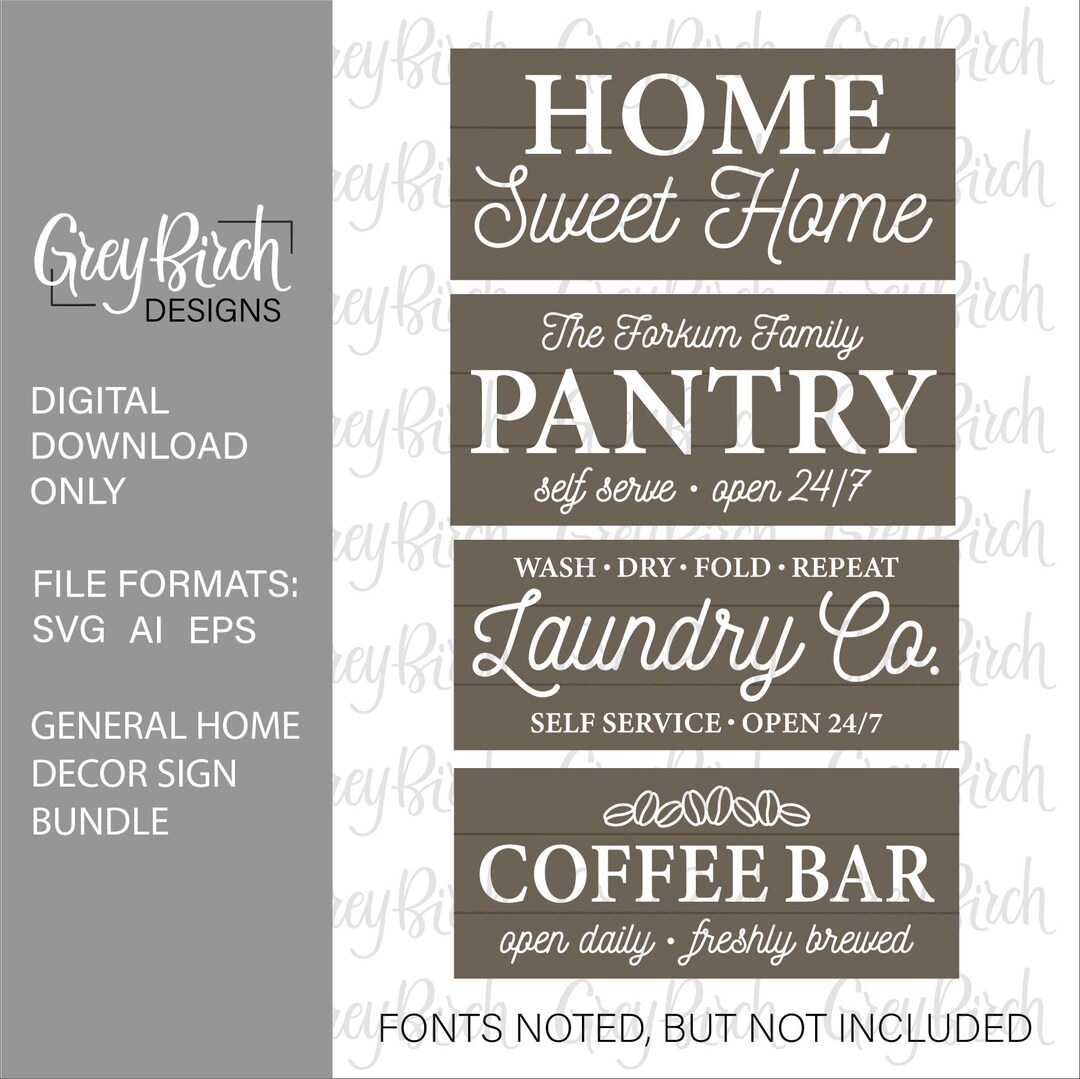 Home Decor Signs Laser File | Pantry Sign SVG | Laundry Sign SVG ...