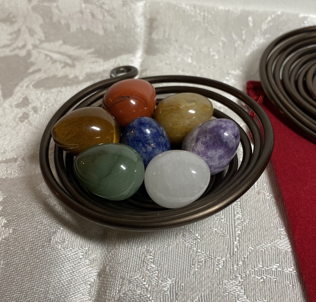 Easter Eggs in Nest, Natural Stones, Home Decor, 7 Chakra Reiki Crystal ...