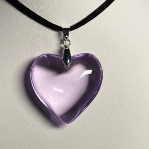Large Glass Heart Pendant, Necklace, Choker, Puffy Heart / Y2k Grunge ...