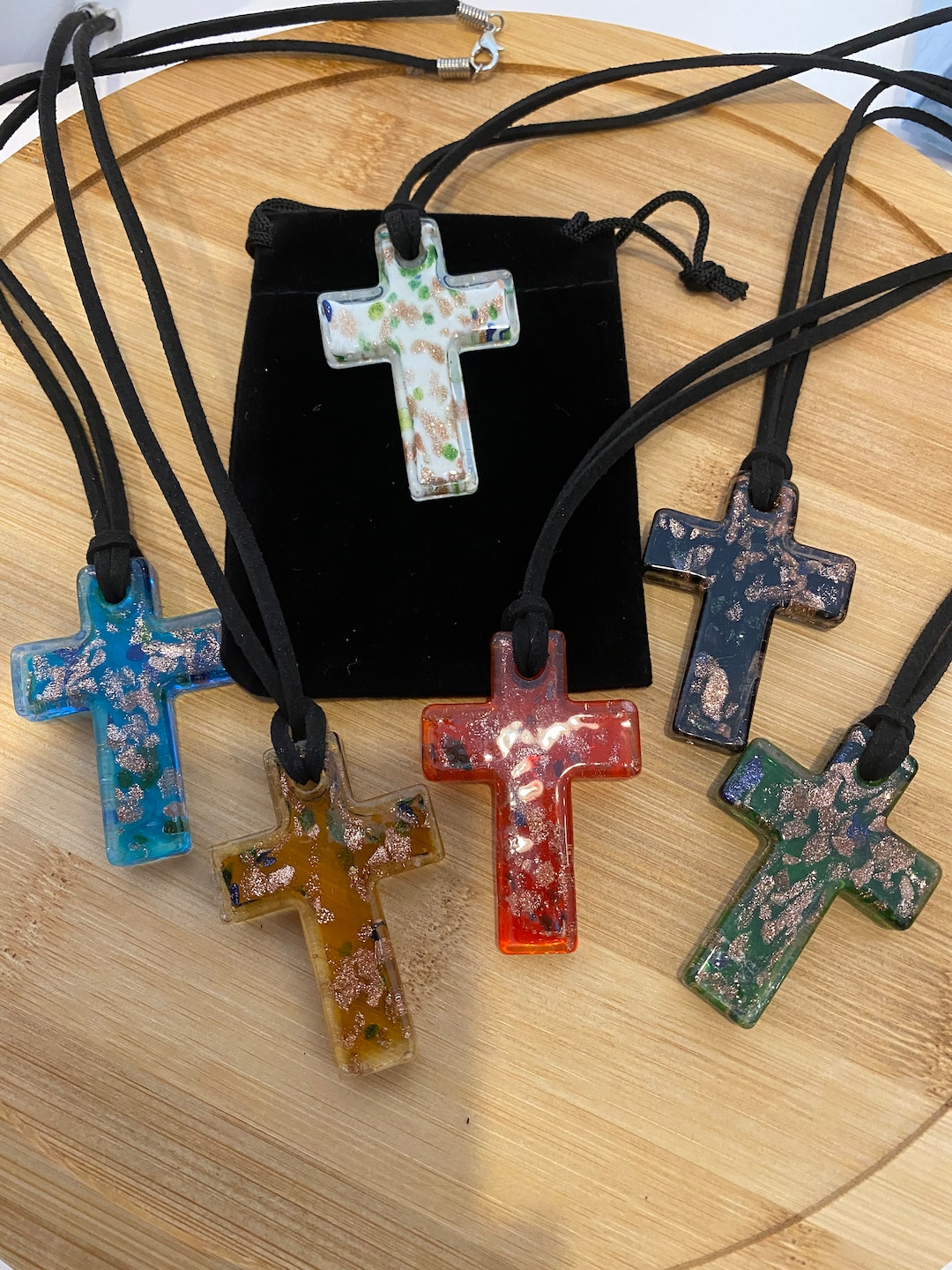 Murano Cross Glass Pendant, Necklace, Bohemian, Jewelry - Etsy