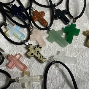 Crystal Natural Stone Cross Pendant, Necklace, First Communion, Baptism ...