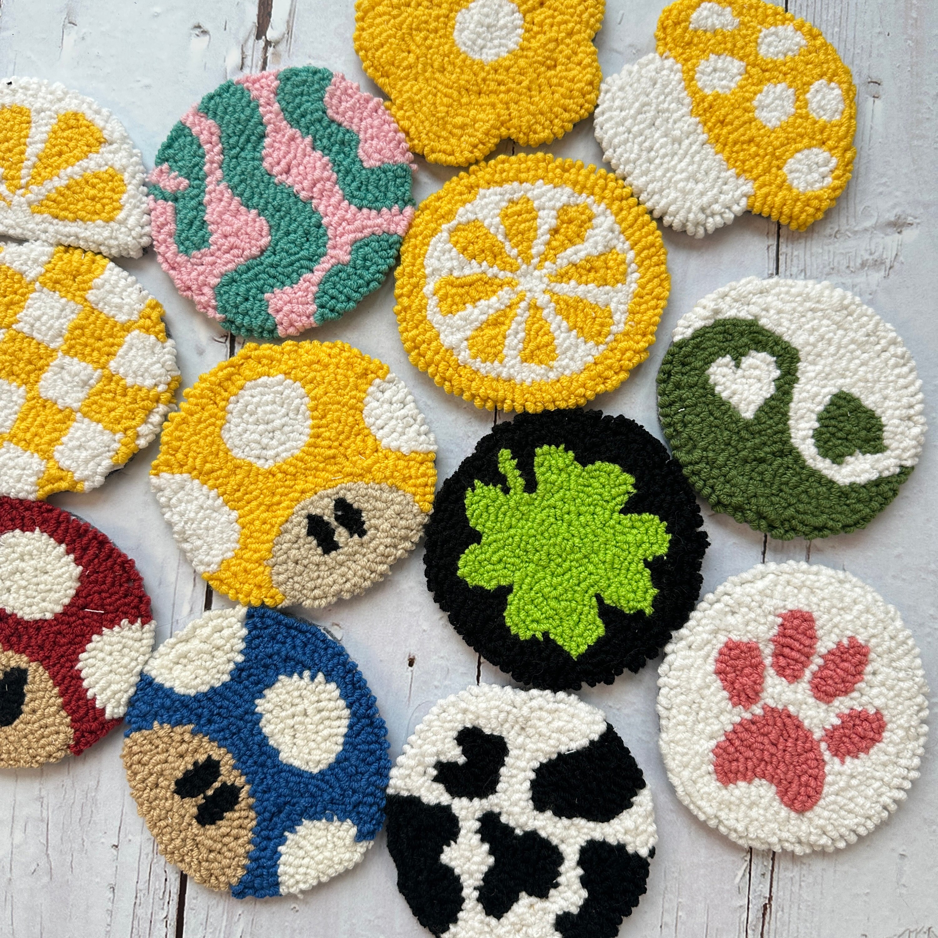 Set of 2 Punch Needle Cute Car Coasters,women Car Accessories,car Decor ...