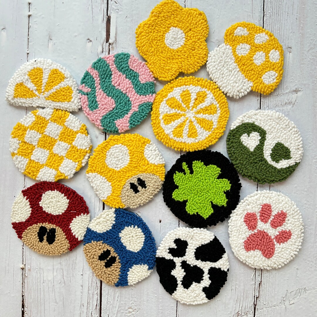 Car Coasters Punch Needle Car Coasters,cute Car Accessories,custom Car ...