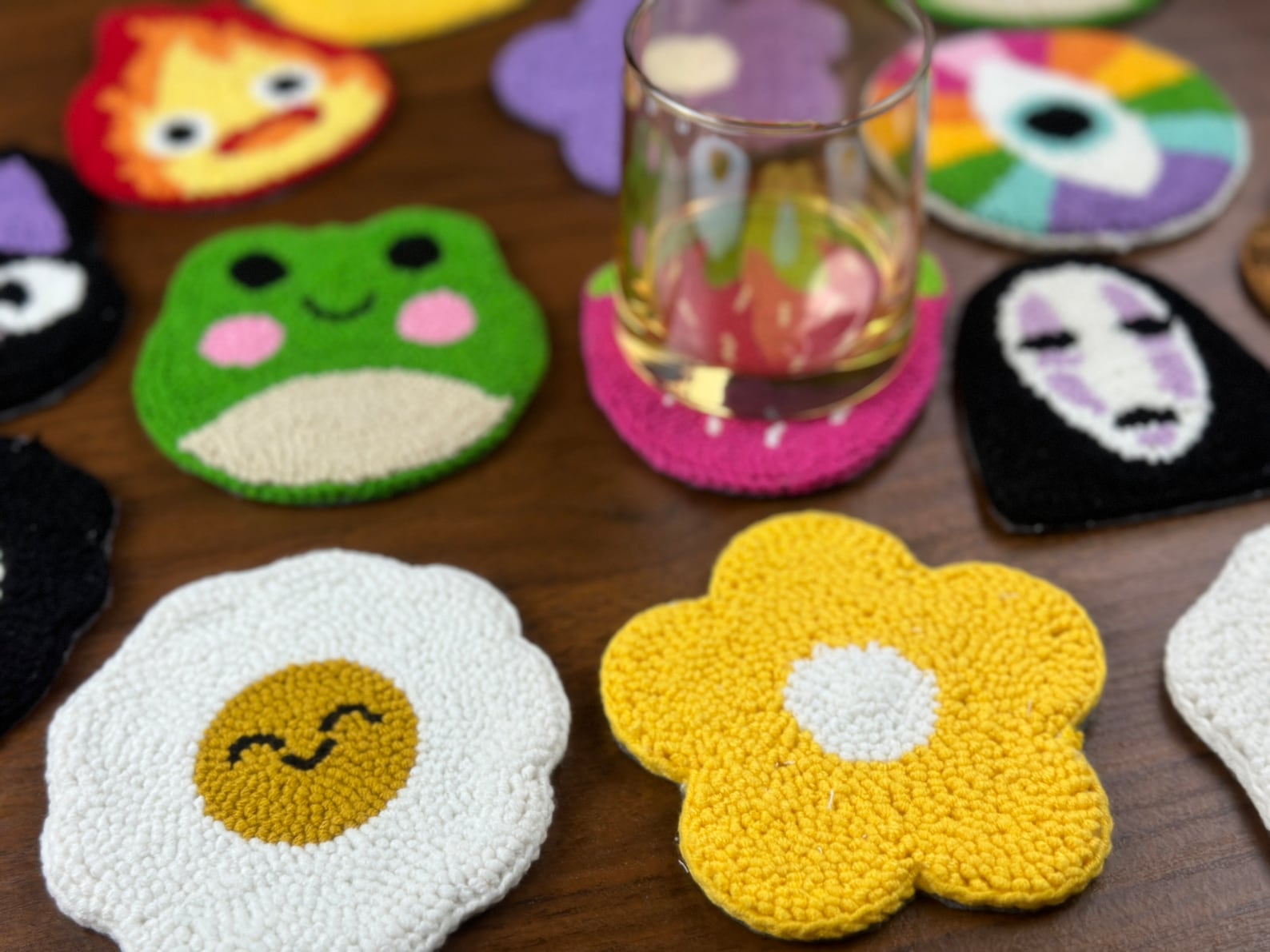 Set of 2 Punch Needle Cute Car Coasters,women Car Accessories,mug Rugs ...