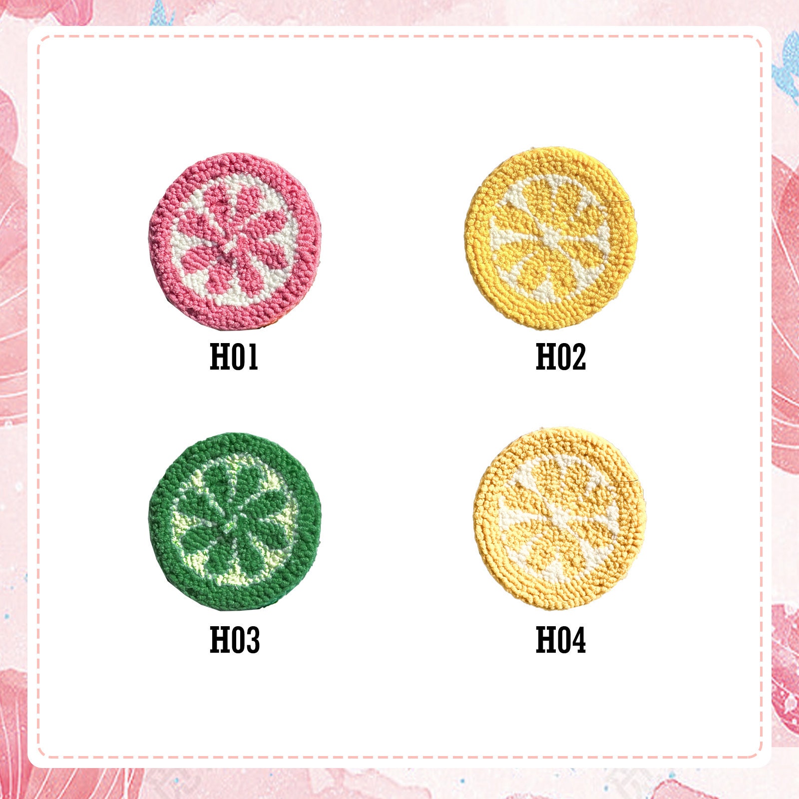 Lemon Car Coaster,set of 2 Punch Needle Car Coasters, Women Car ...