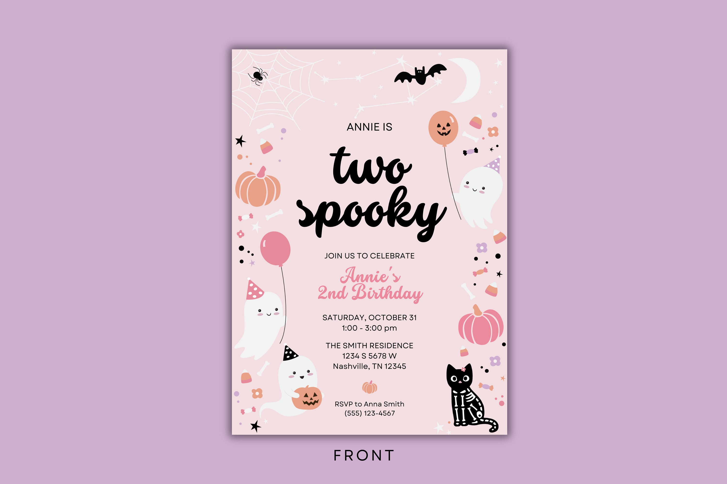 Two Spooky Birthday Invitation, Halloween Second Birthday (digital ...