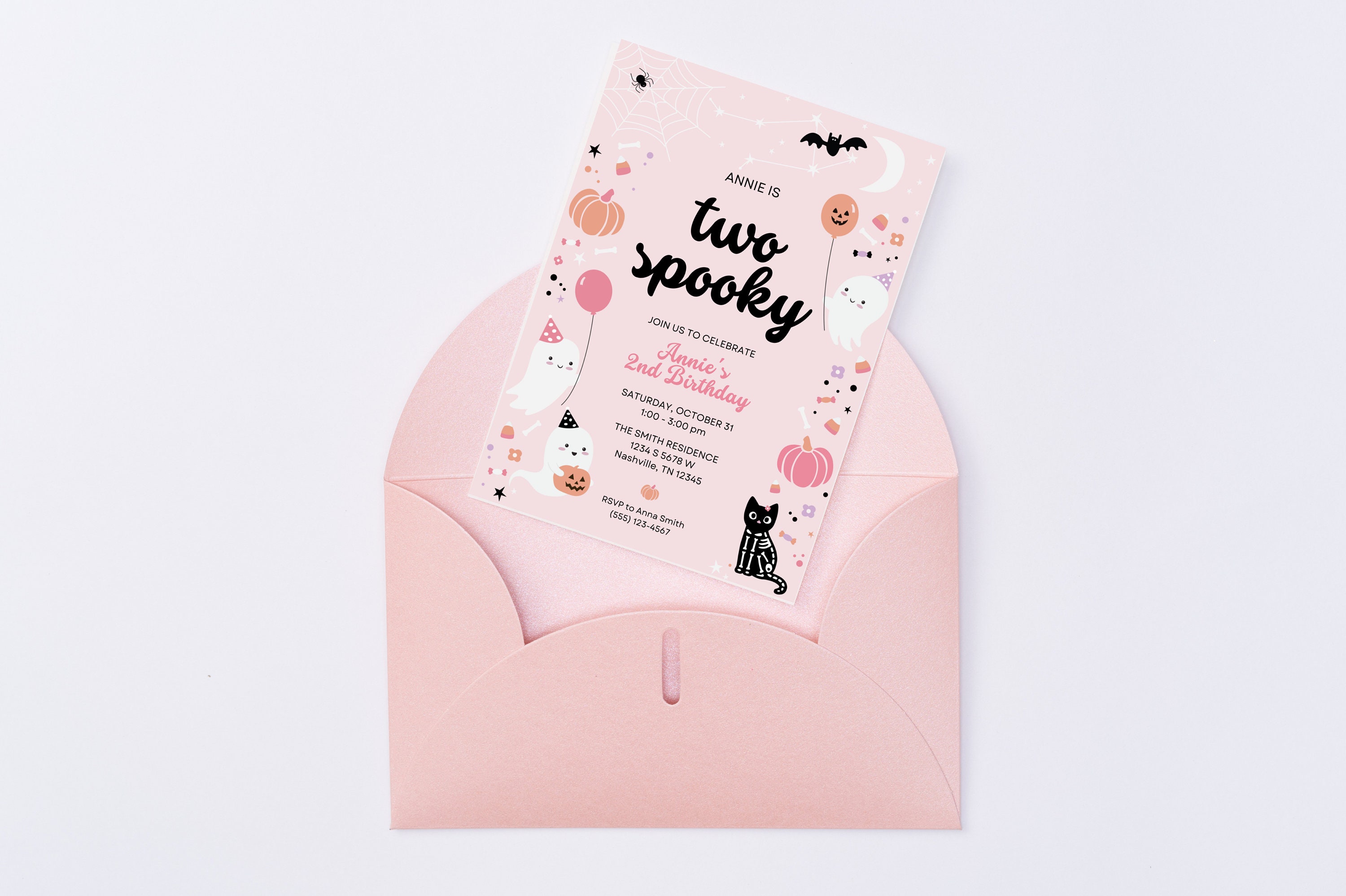 Two Spooky Birthday Invitation, Halloween Second Birthday (digital ...