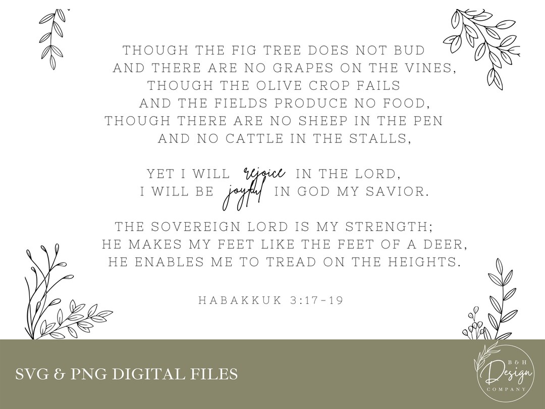 Rejoice and Be Joyful - Habakkuk 3:17-19; SVG & PNG Digital Files - Etsy