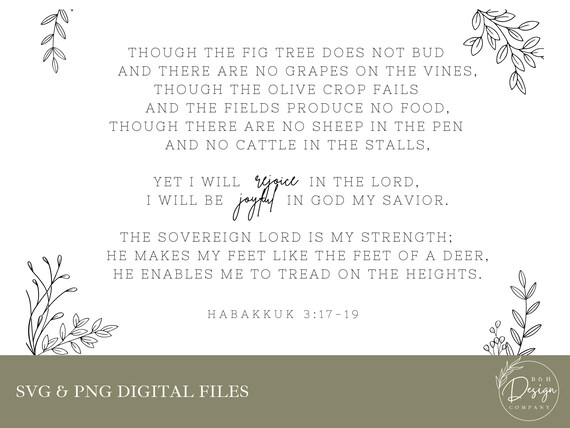 Rejoice and Be Joyful Habakkuk 3:17-19 SVG & PNG Digital - Etsy