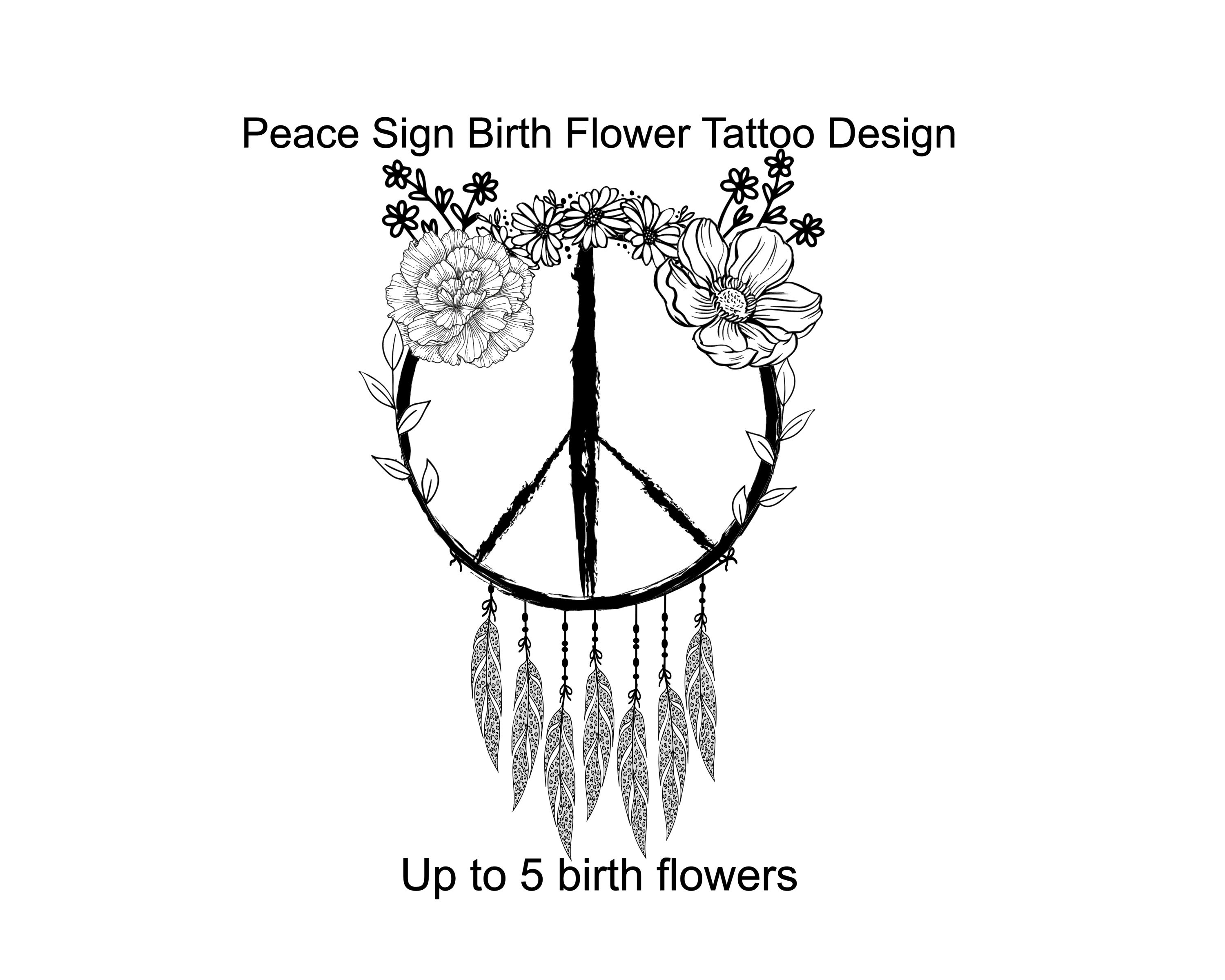 Peace Sign Flowers Tattoo