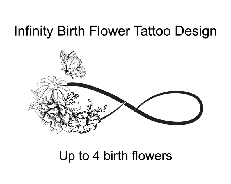 Infinity Custom Birth Flower Tattoo Design - Etsy Australia