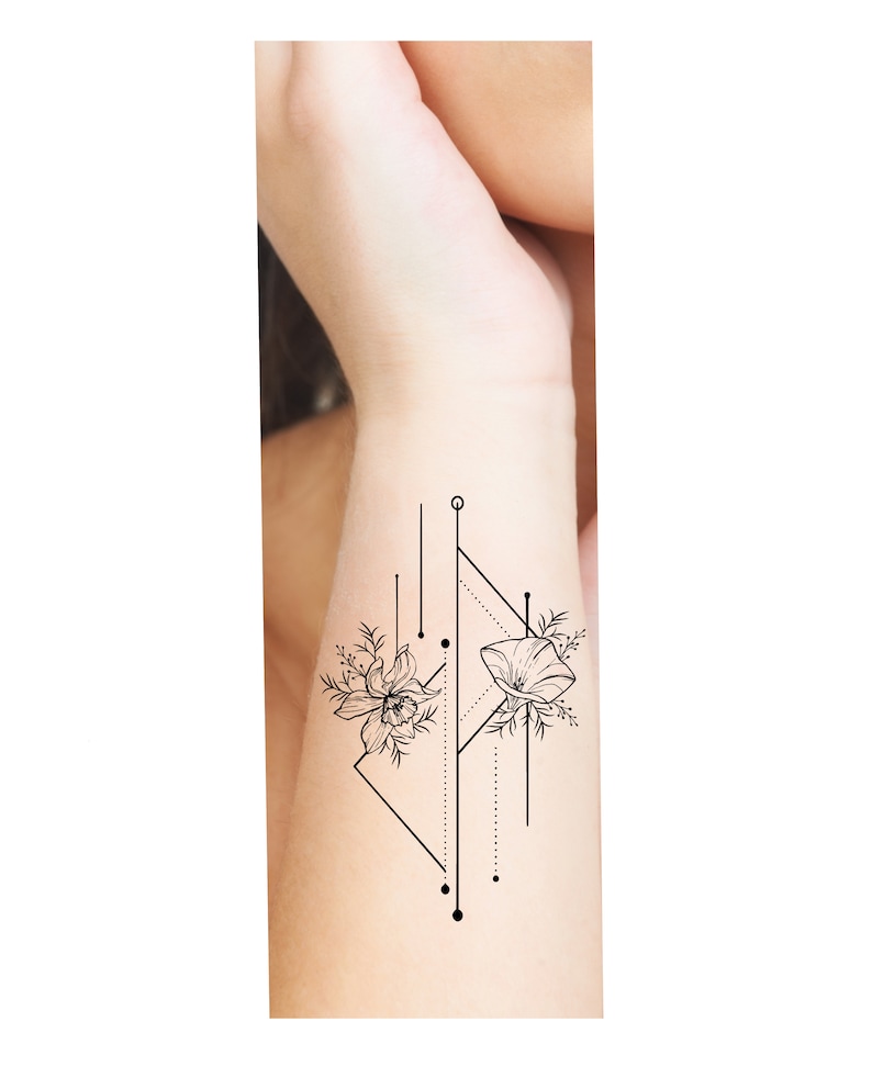 Custom Birth Flower Geo Tattoo Design - Etsy