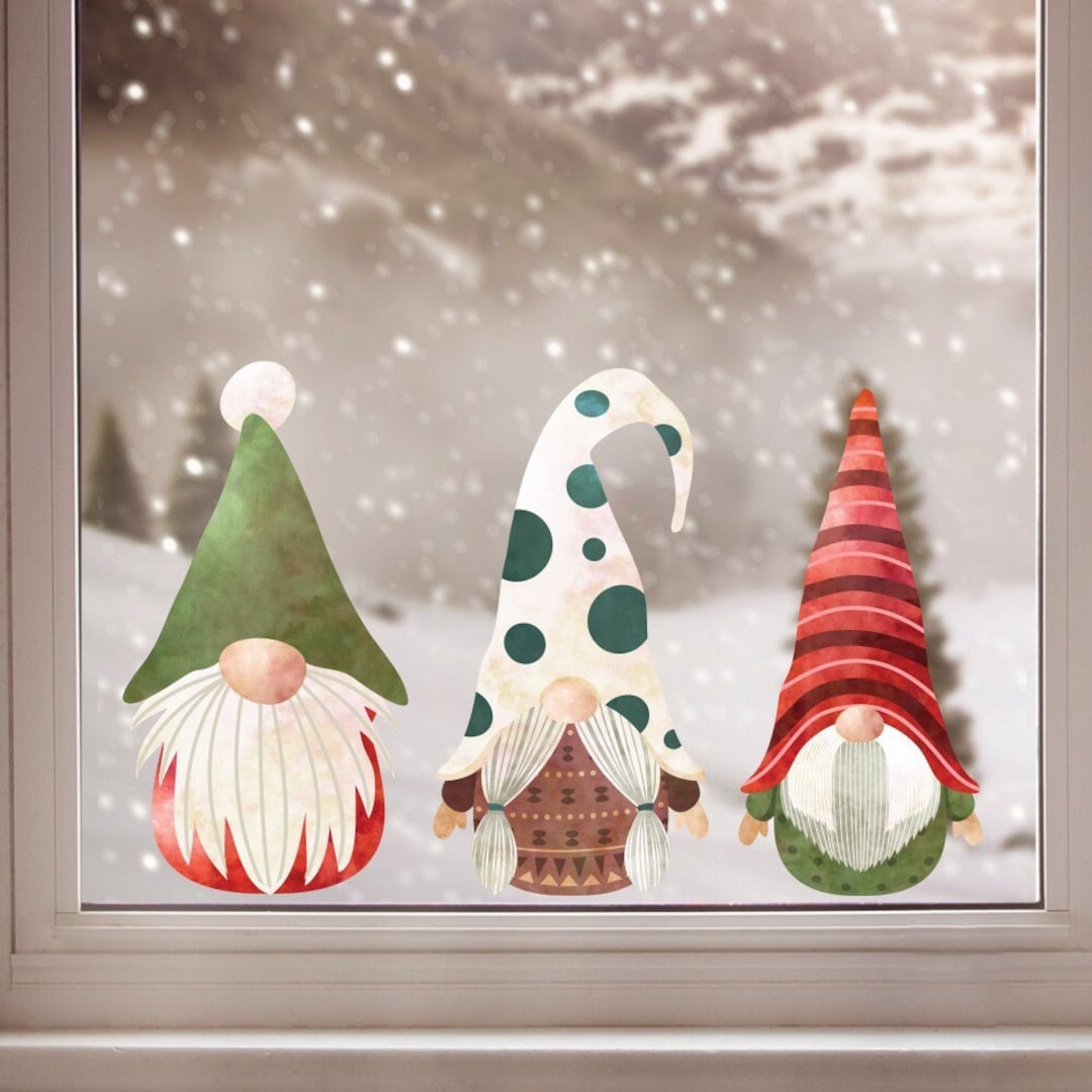 Christmas Gnomes Stickers, Window Stickers, Christmas Decal, Removable ...