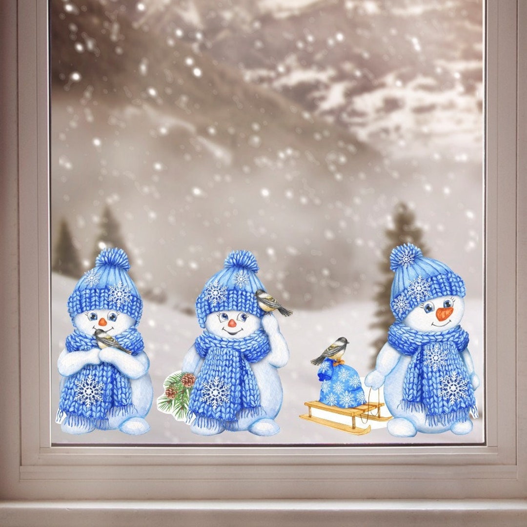 Christmas Snowmen Stickers, Window Stickers, Christmas Decal, Removable ...