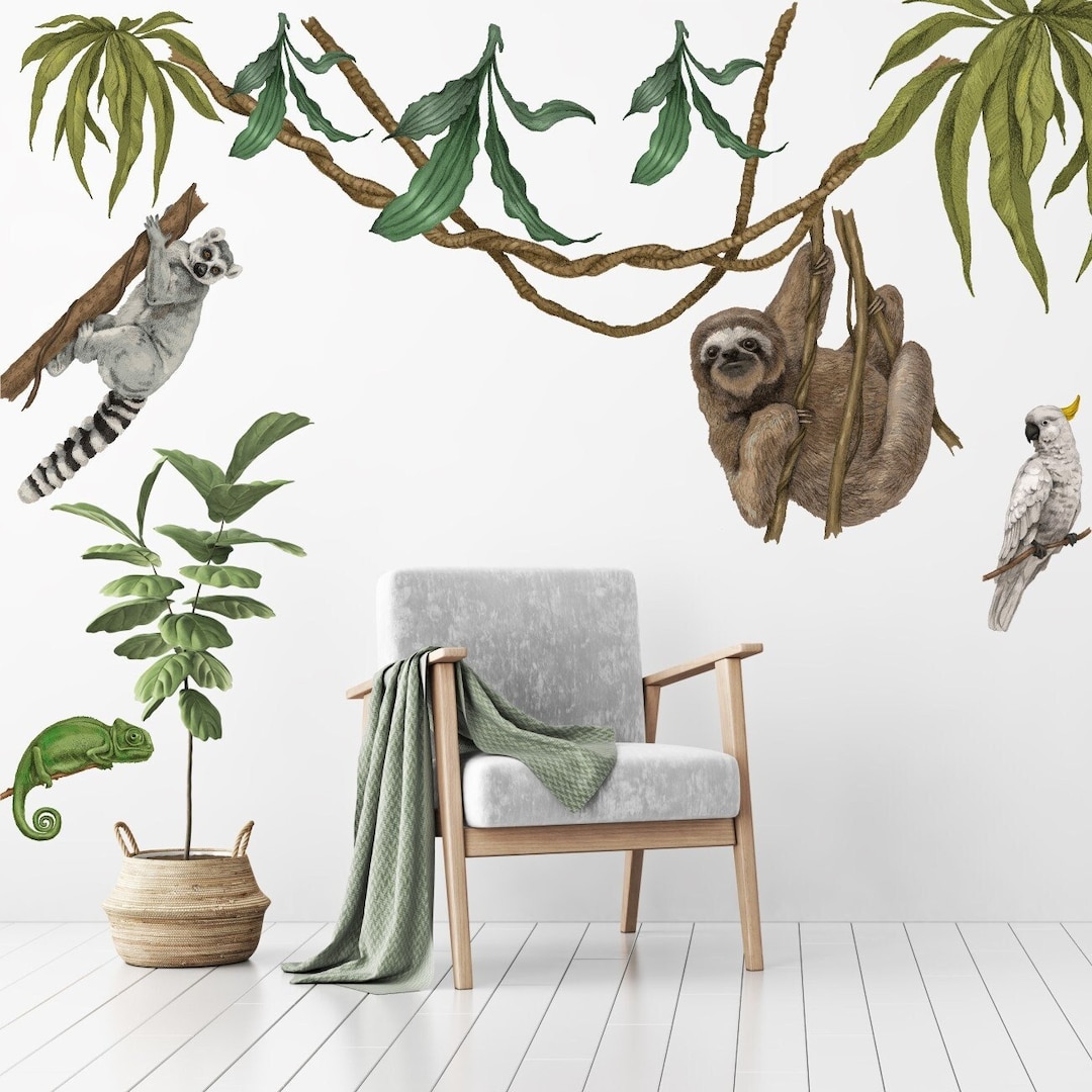 Jungle Animals Stickers, Removable Stickers, Wall Decoration, Kids Room ...