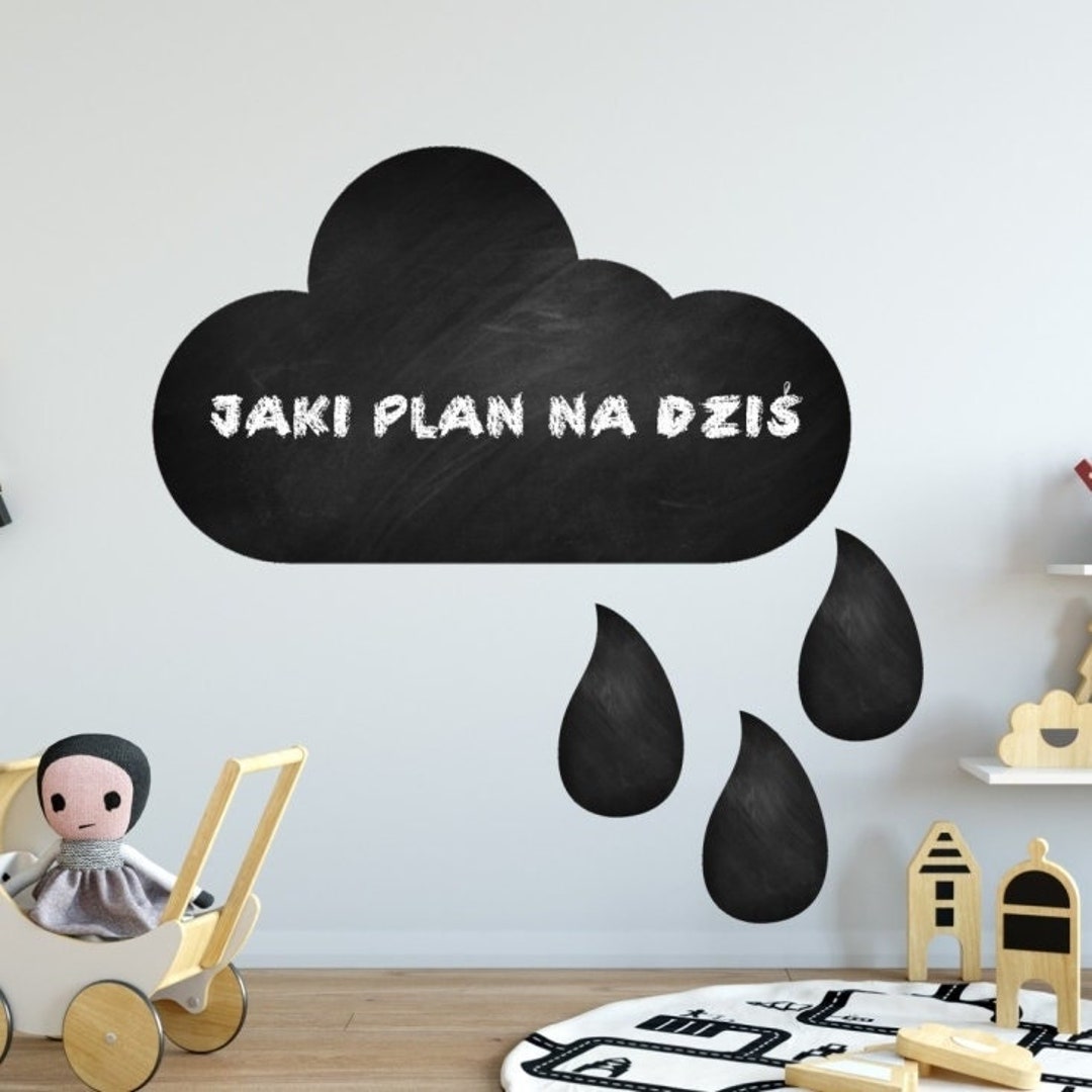Chalkboard Sticker Cloud and Droplets Removable, Weather, Child's Room ...