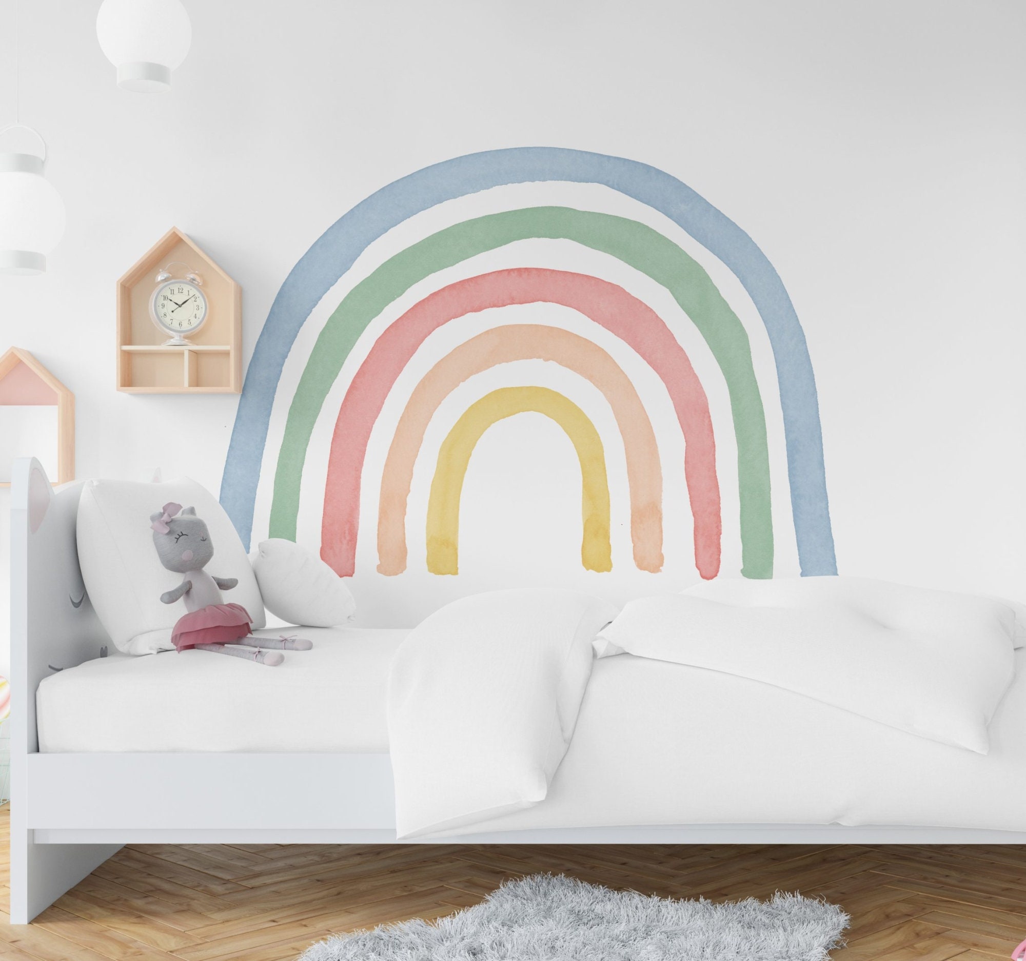 Colorful Watercolor Rainbow Wall Sticker Plus Colorful Watercolor Dots ...