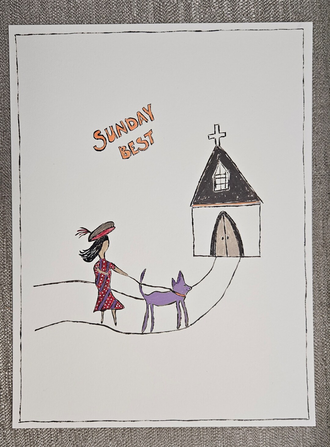 ORIGINAL 9X12 Modern Christian Dog Art, Acrylic Painting on Paper ...