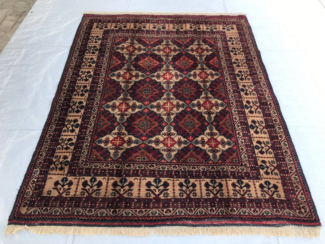Yousufi Design 5x6 Red Belgic Area Rug,afghan Hand Knotted Veg Dyes ...