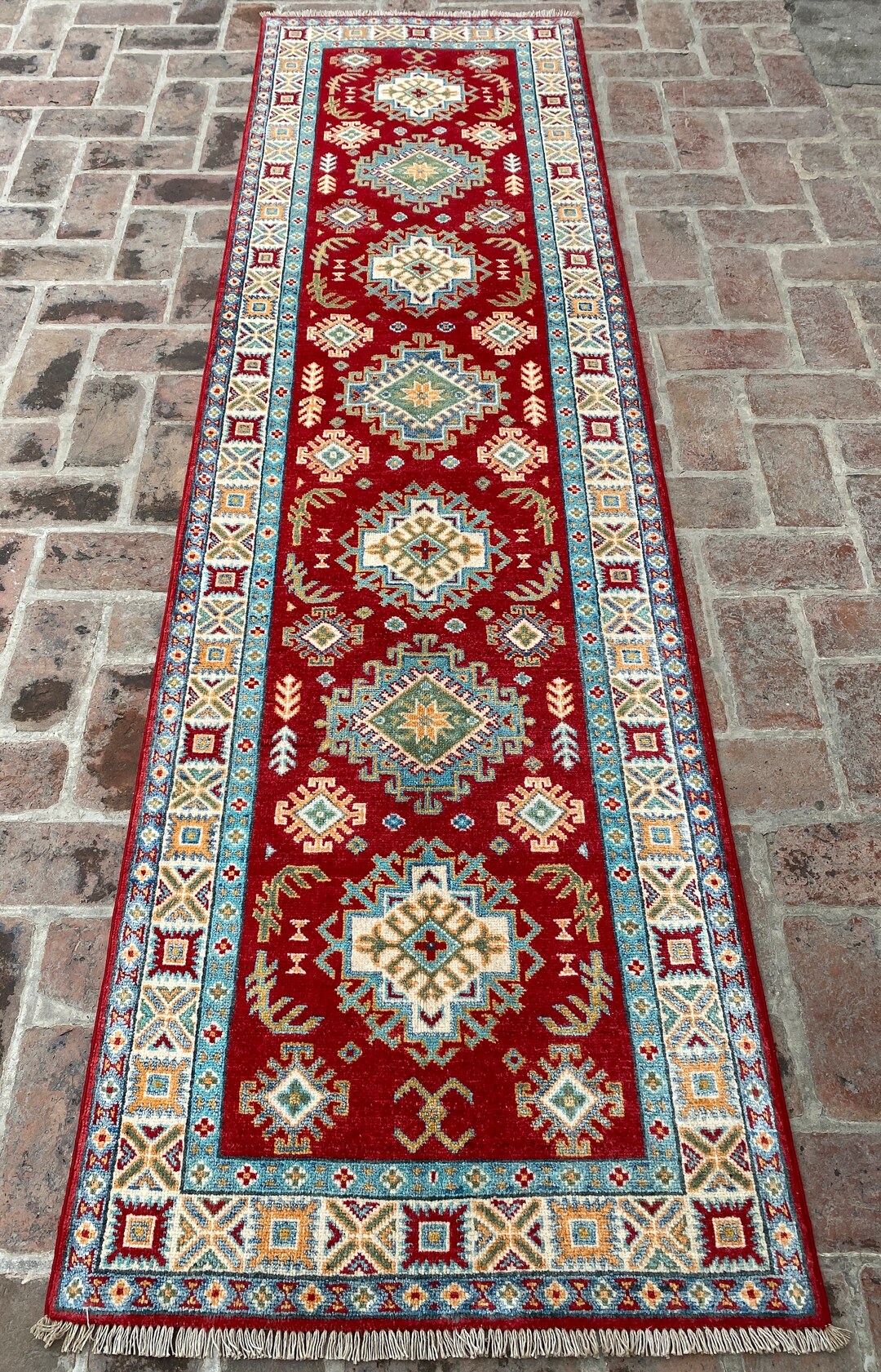 10 Ft Long Afghan Kazak Runner, High Pile Wool Runner Rug, Afghan ...