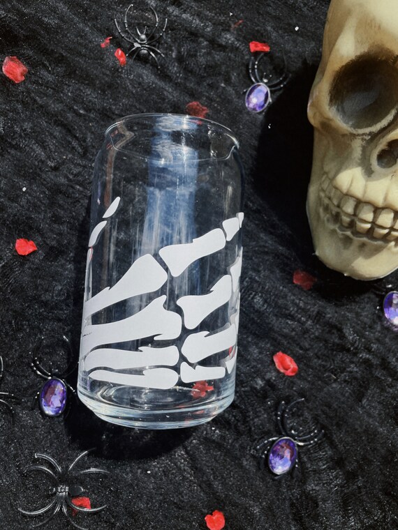 Skeleton Hand Glass Can / Vaso de cerveza / Vaso de café - Etsy México
