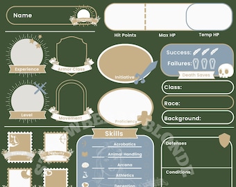 Ghostly Green Character Sheet D&D 5e - Etsy