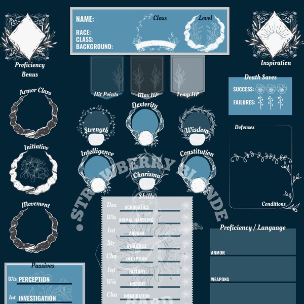 Dnd Floral Character Sheet - Etsy