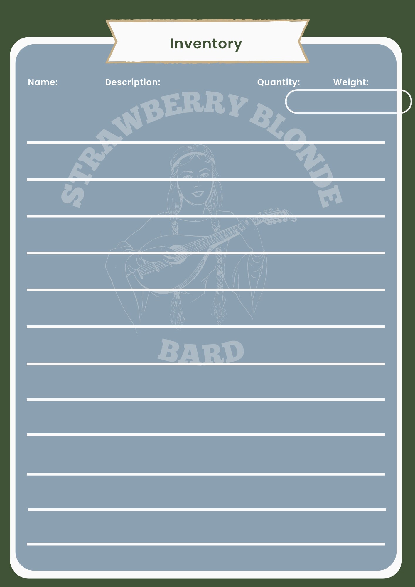 Green Character Sheet - Etsy