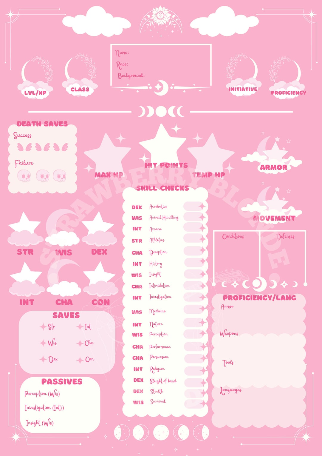 Magical Girl Character Sheet Etsy