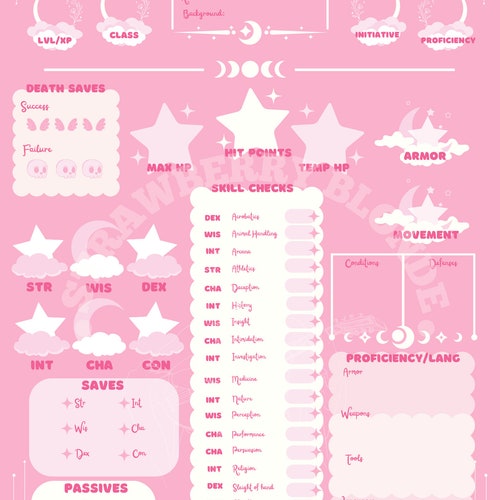 Magical Girl Character Sheet Etsy 