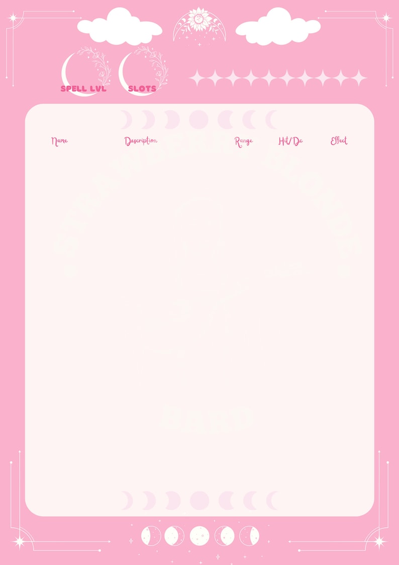 Magical Girl Character Sheet - Etsy