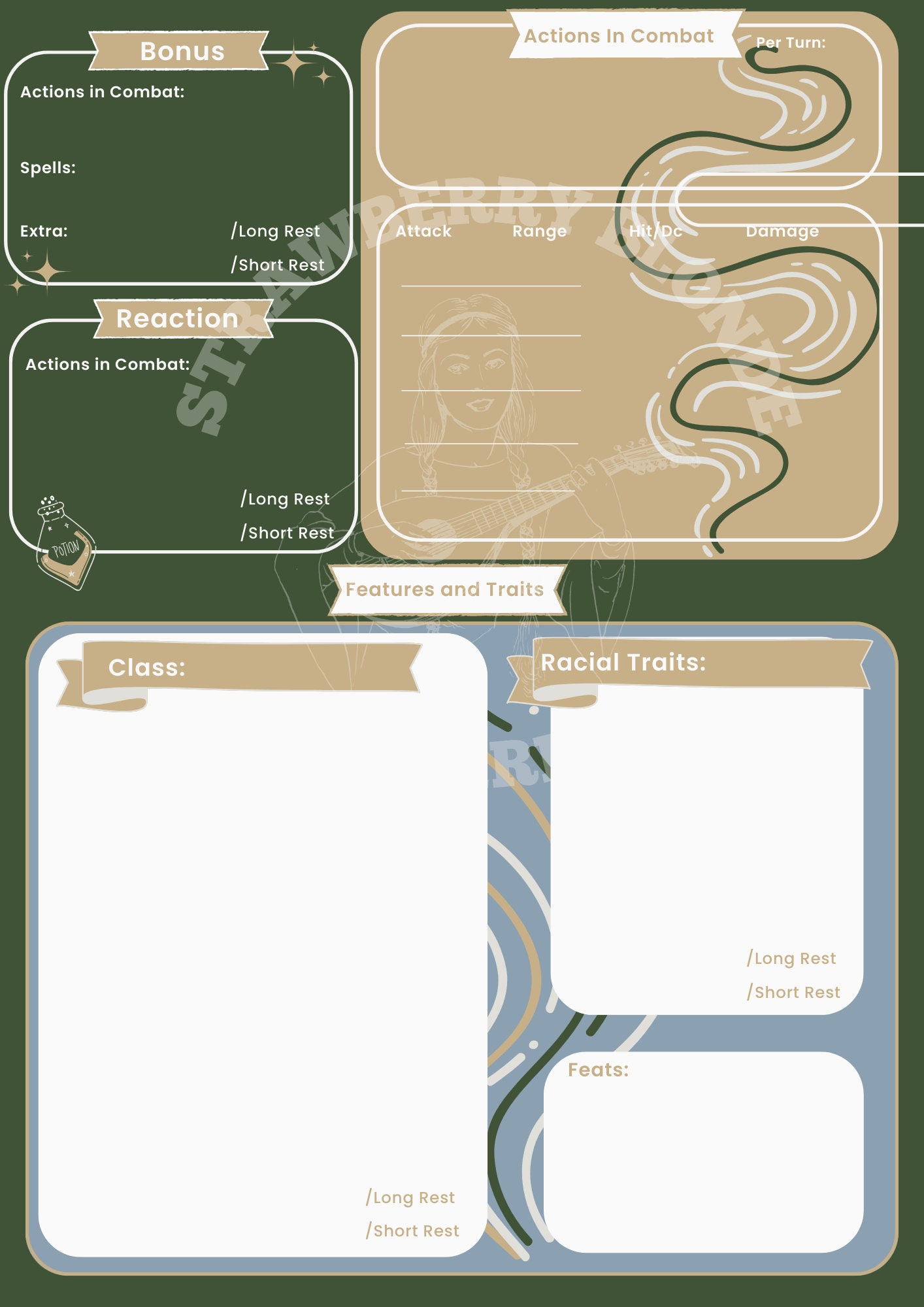 Green Character Sheet - Etsy