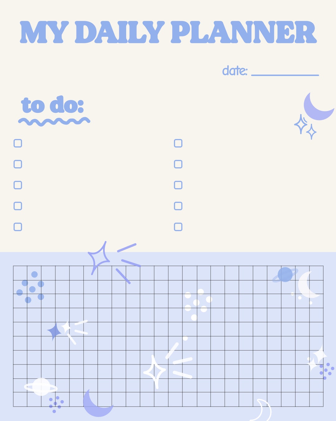 Printable Daily Planner Design I Space & Stars Blue 2022 - Etsy