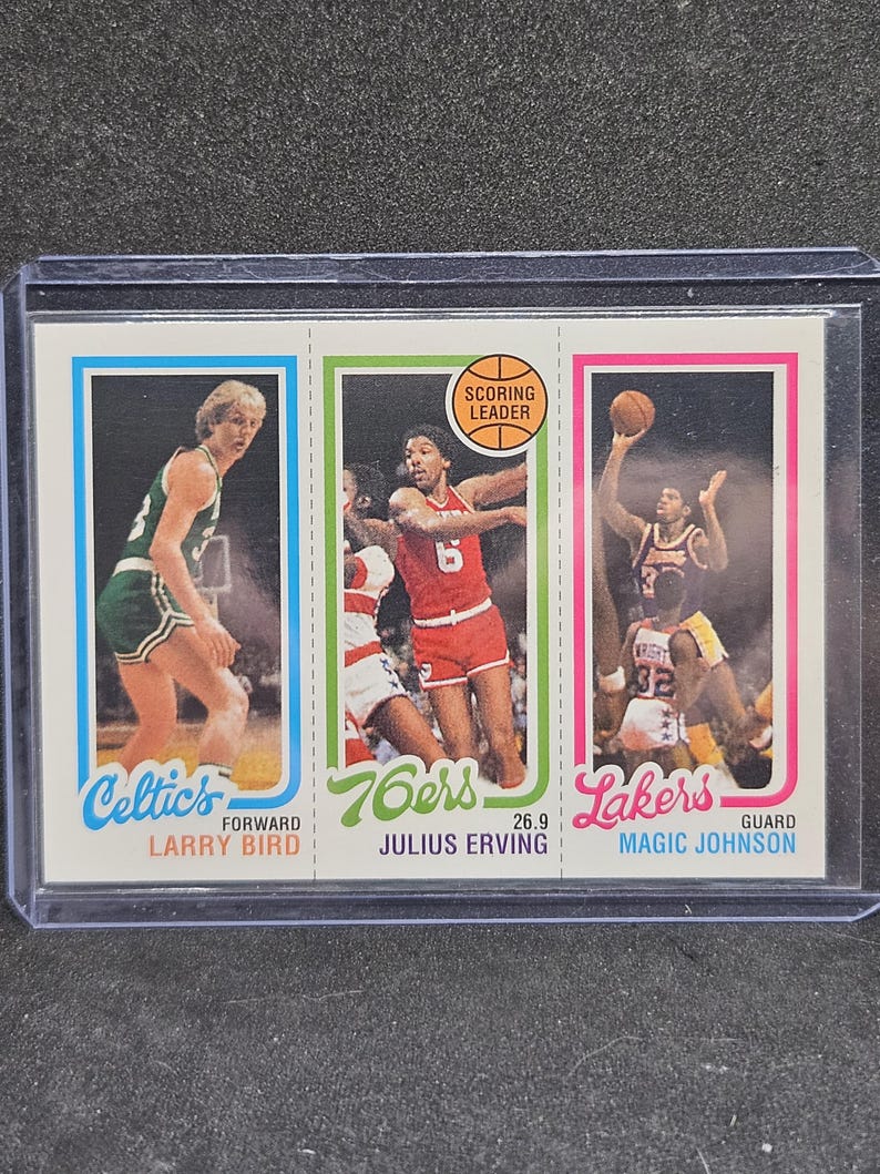 Topps 1980 NBA Stars Trio: Larry Bird, Magic Johnson, Julius Erving ...