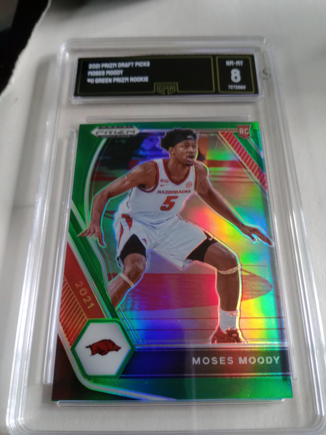 Moses Moody 2021 Panini Prizm Draft Picks 11 Green Prizm Rookie Card ...