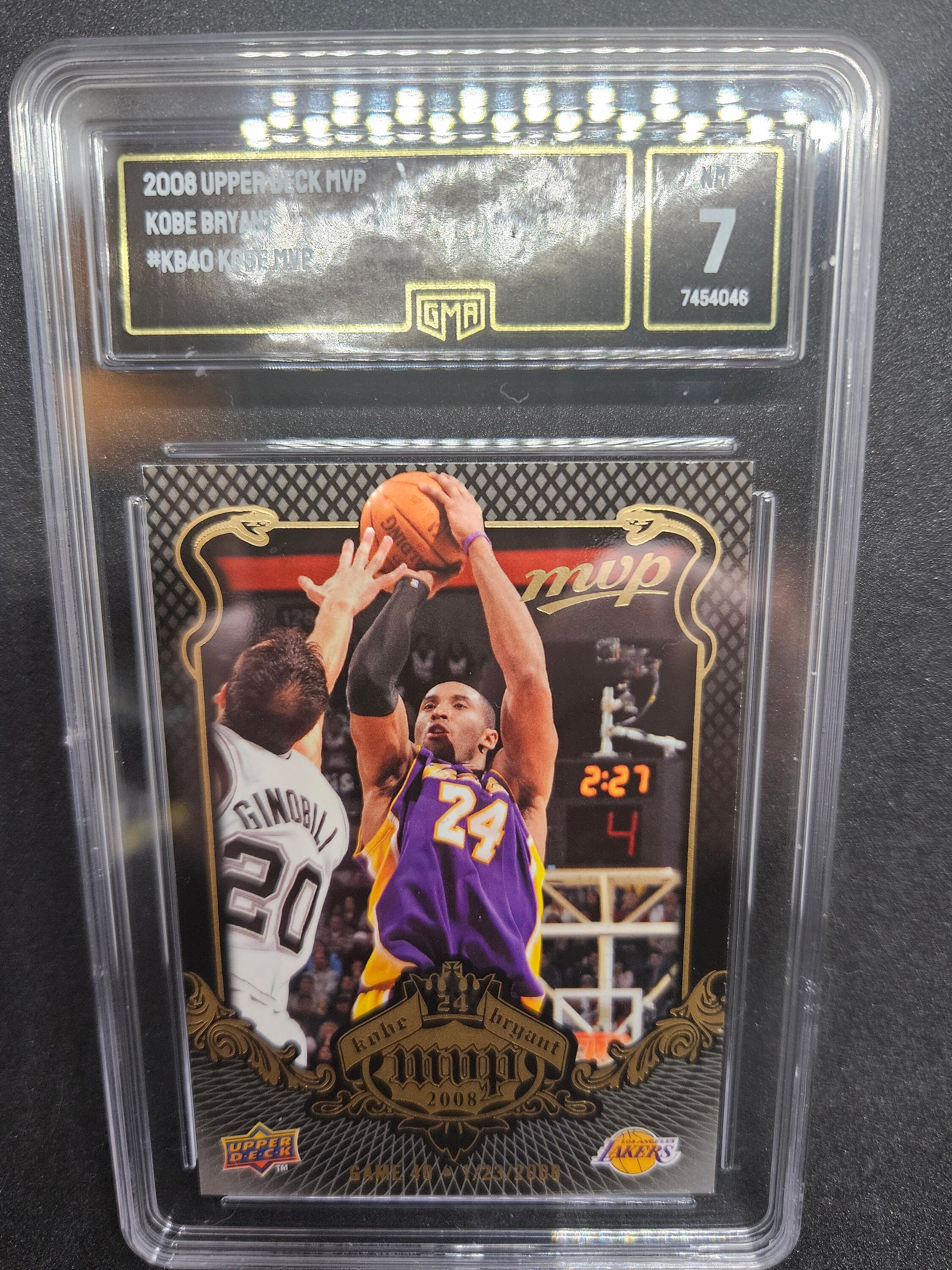 Kobe Bryant 2008 Upper Deck Mvp KB40 Kobe MVP GMA 7 Mint Graded NBA ...