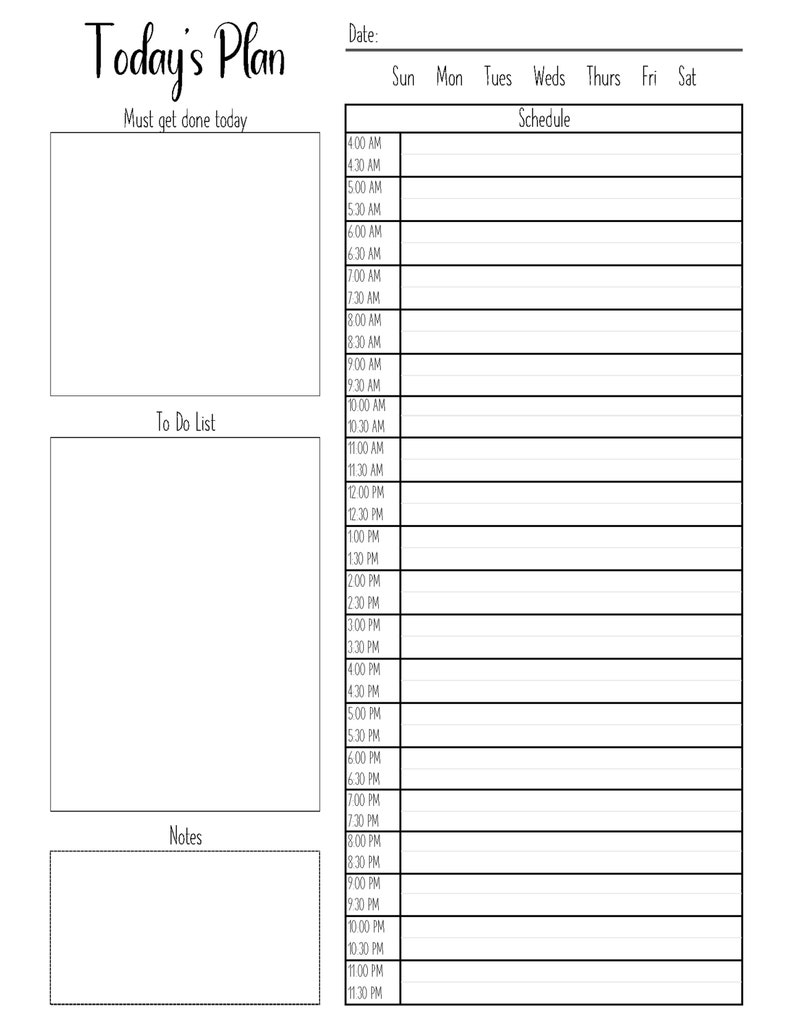 Daily Schedule Minimalist Digital Printable - Etsy