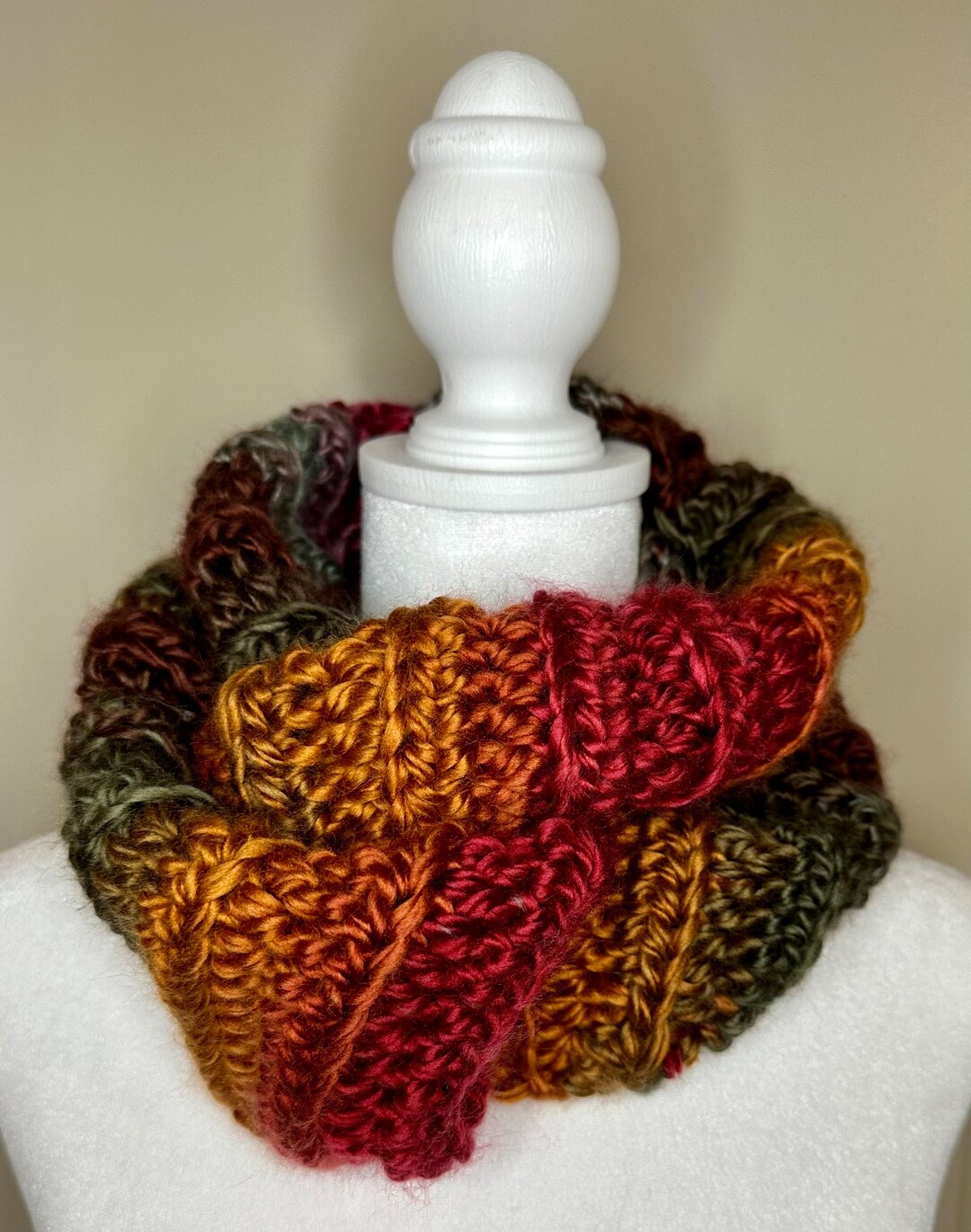 Ombré Chunky Crochet Handmade Infinity Scarf Harvest 60 Inch 6 Inch Width 100% Acrylic - Etsy