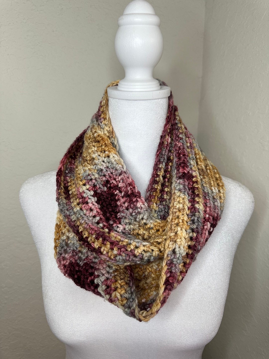 Arcane Fibre Works Crochet Handmade Infinity Scarf Hand-dyed 55 Inch ...