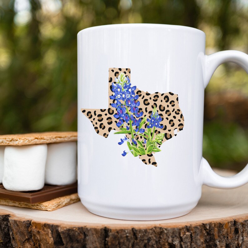 Texas Shaped State Flower Leopard Print PNG; Leopard Print Texas State ...