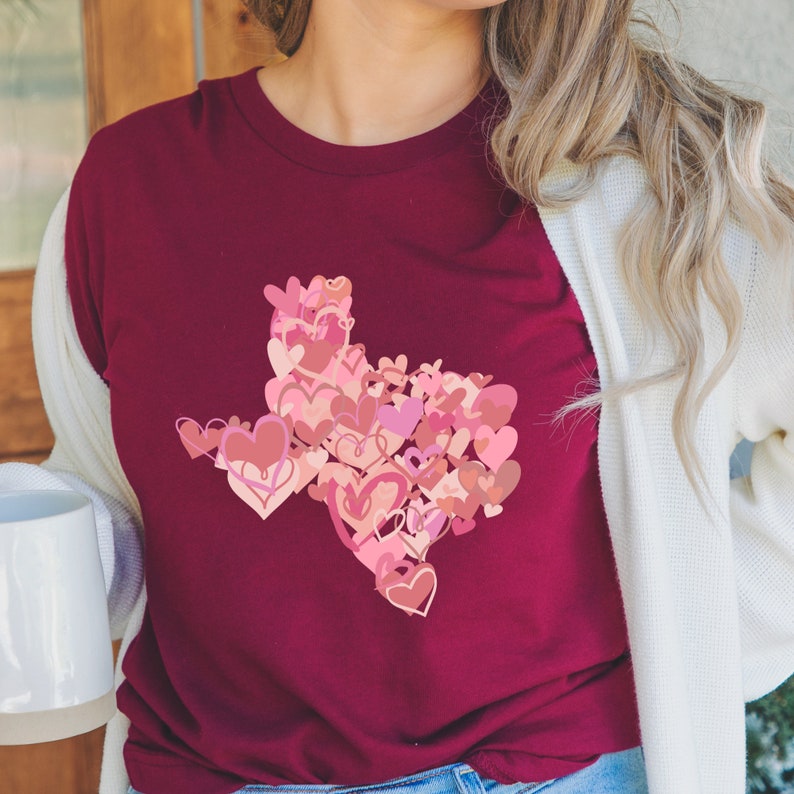 TWO Texas Shaped Heart Print PNG Files; Hearts in Shape of Texas With ...