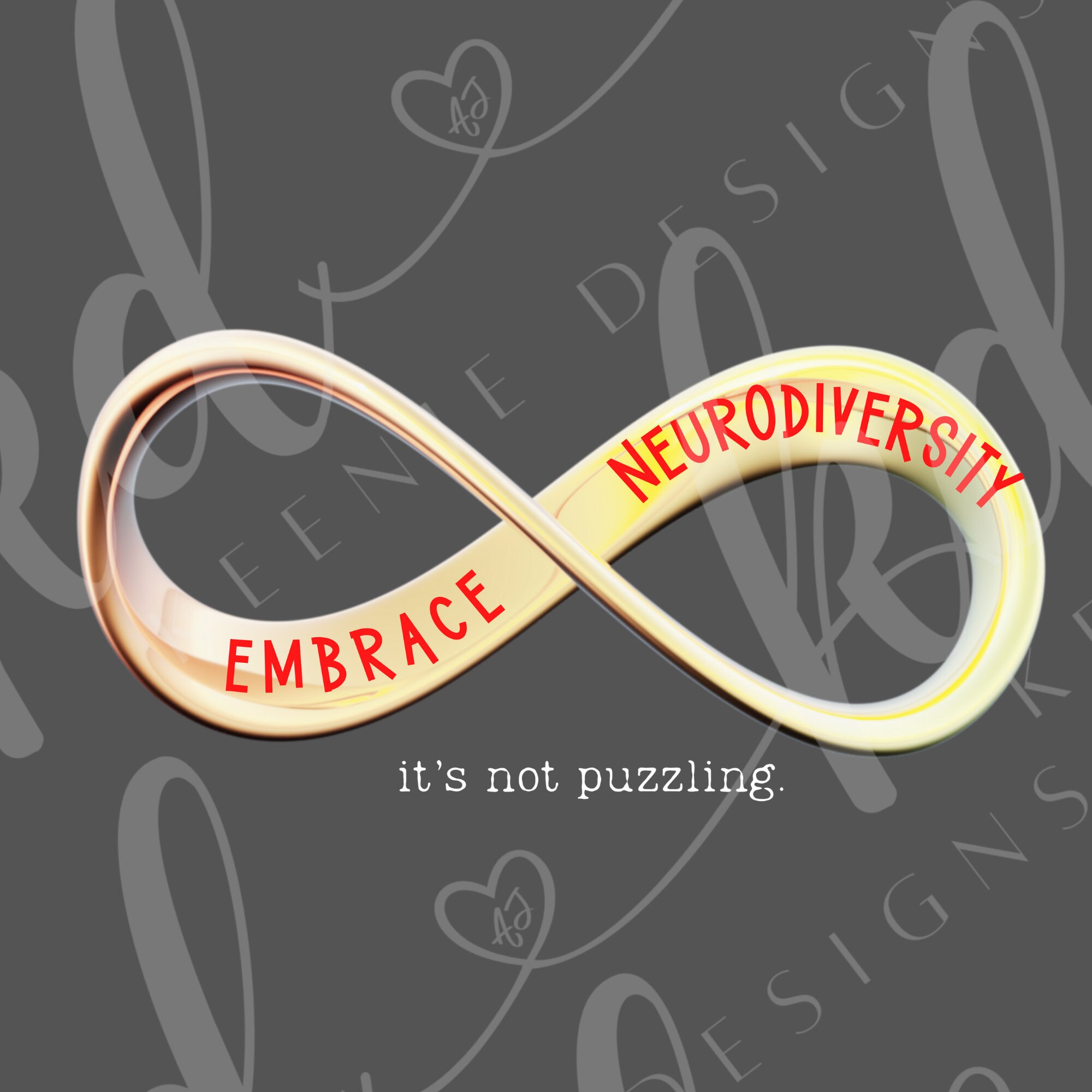 Autism Acceptance Png; Gold Infinity; Not a Puzzle; Embrace ...