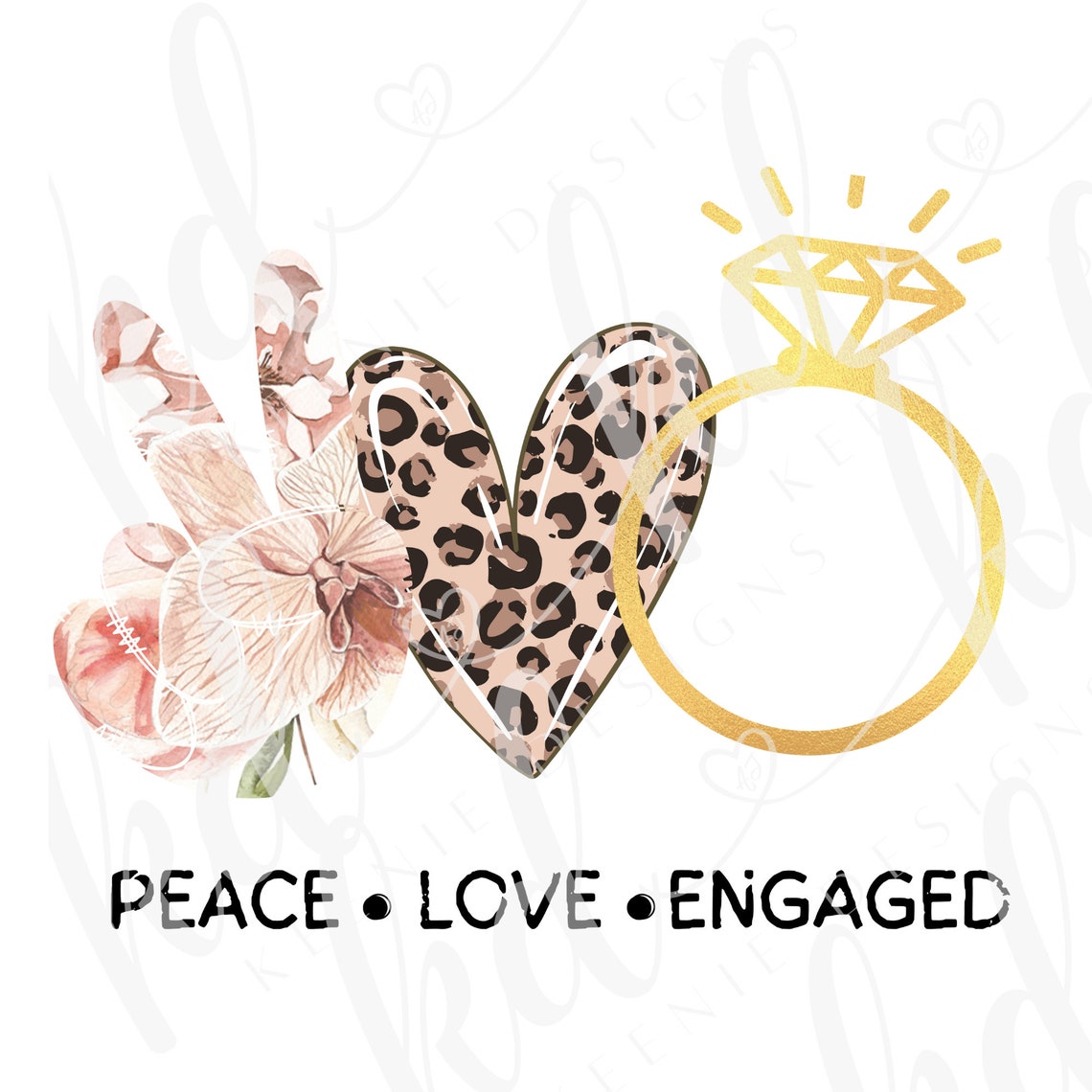 Peace Love Engaged PNG Bundle 4 Files Included Digital Download Peace ...
