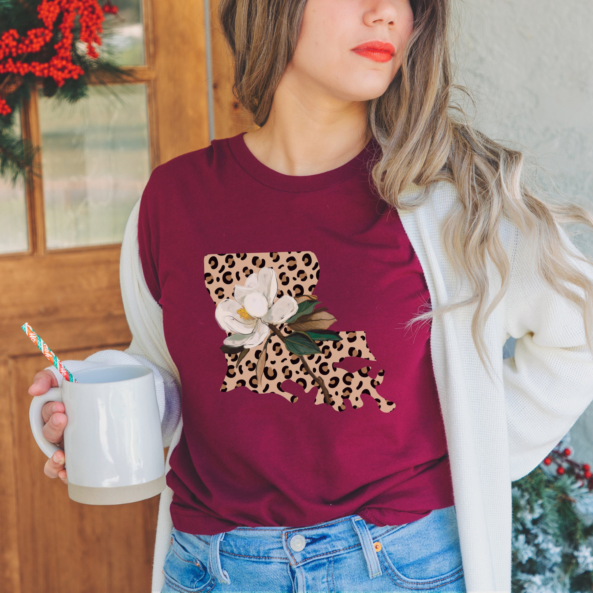 Louisiana Shaped State Flower Leopard Print PNG; Leopard Print ...