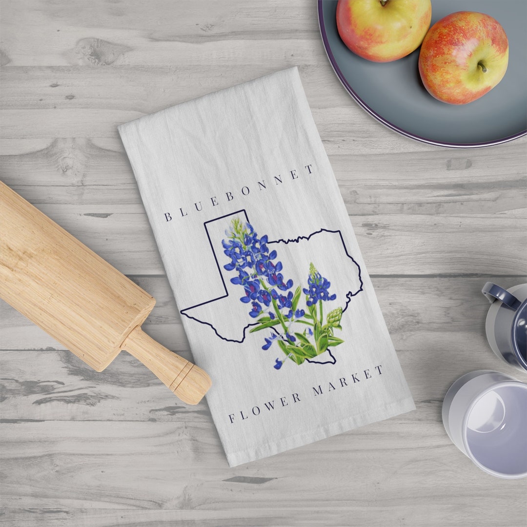 Texas State Flower Tea Towel; Bluebonnet Kitchen Towel; Texas Kitchen Decor; Texas Kitchen Towel ...