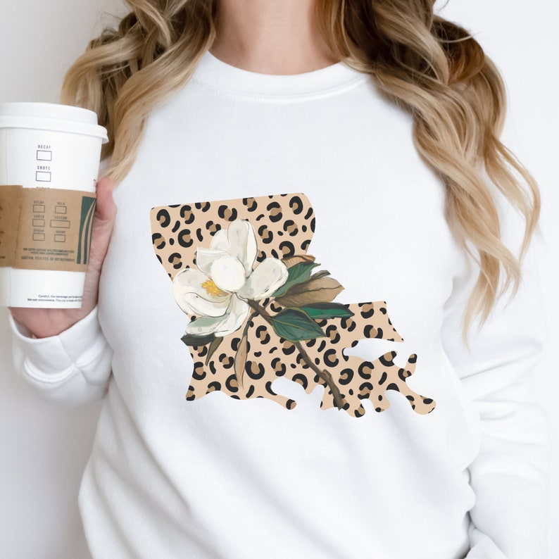 Louisiana Shaped State Flower Leopard Print PNG; Leopard Print ...